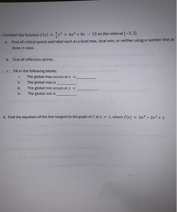 Solved terval [-3,3) Consider the function f(x) 6x2 +8x 13 | Chegg.com