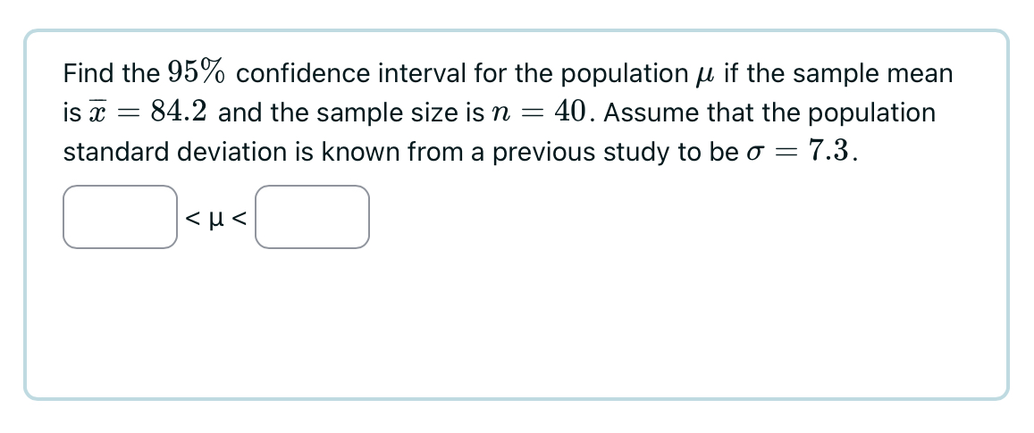 Solved Find the 95%95% confidence interval for the | Chegg.com