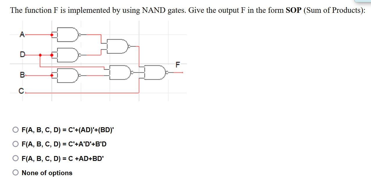 Solved The function F is implemented by using NAND gates. | Chegg.com