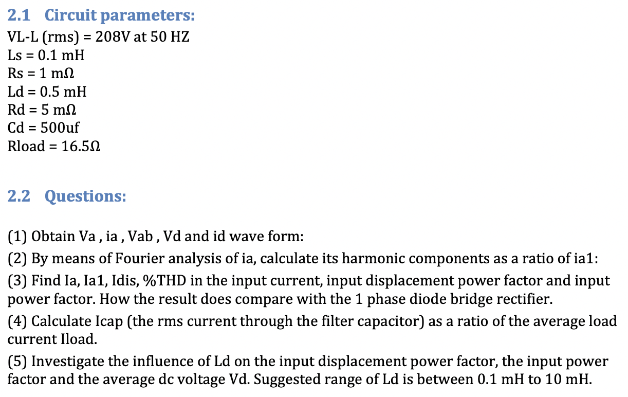 2 Task 1: 3-phase Diode Rectifier with LC filter2.1 | Chegg.com