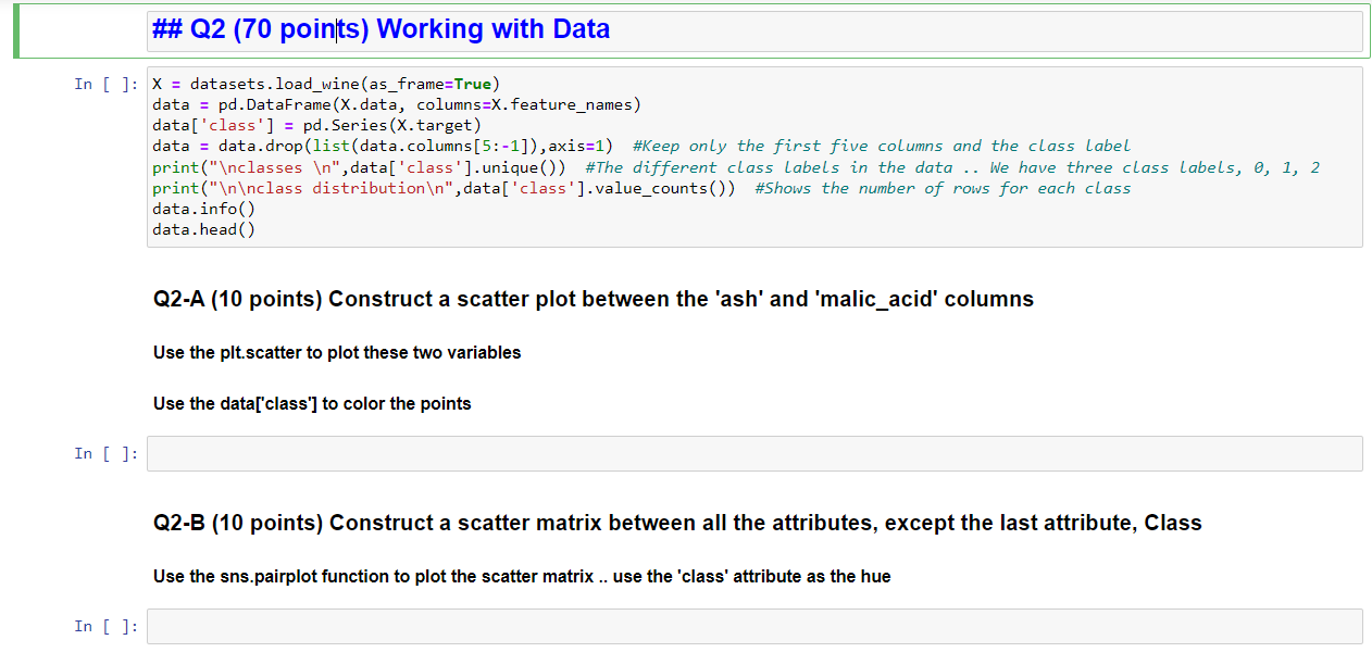 Solved \#\# Q2 (70 poInts) WorkIng with Data Q2-A (10 | Chegg.com