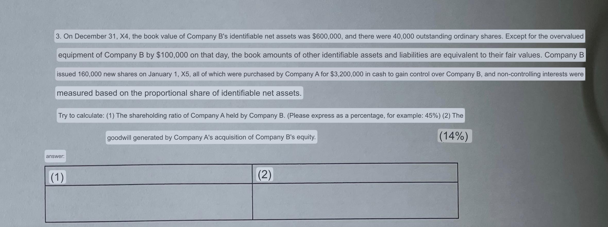 Solved measured based on the proportional share of | Chegg.com