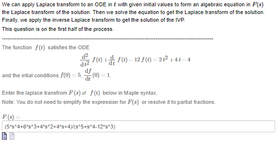 Solved We can apply Laplace transform to an ODE in t with | Chegg.com