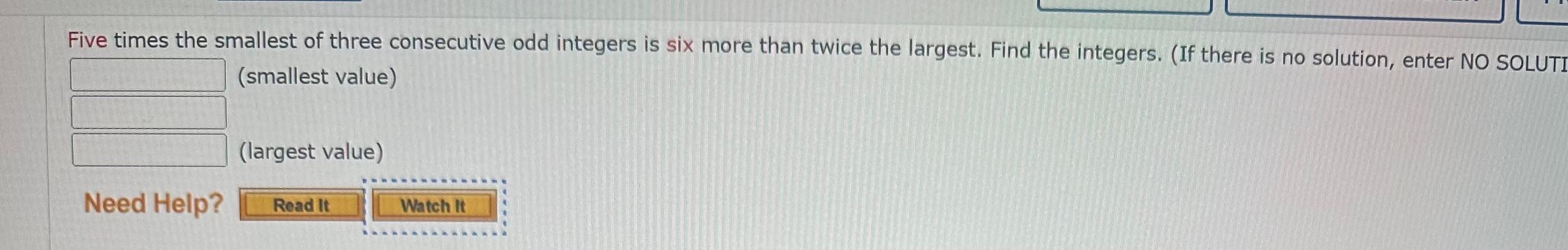 Solved Five times the smallest of three consecutive odd | Chegg.com Solved Five times the smallest of three consecutive odd | Chegg.com