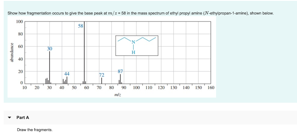 Solved Show how fragmentation occurs to give the base peak | Chegg.com
