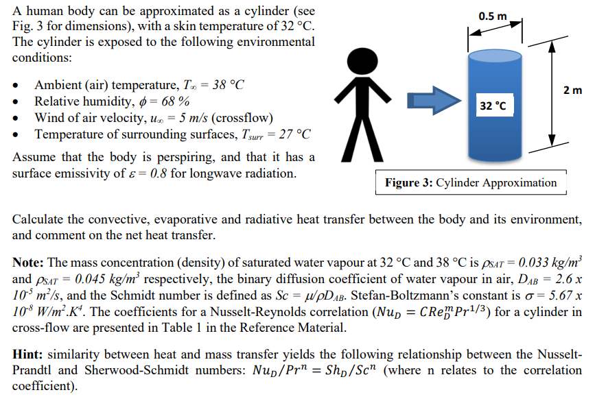 Solved A human body can be approximated as a cylinder | Chegg.com
