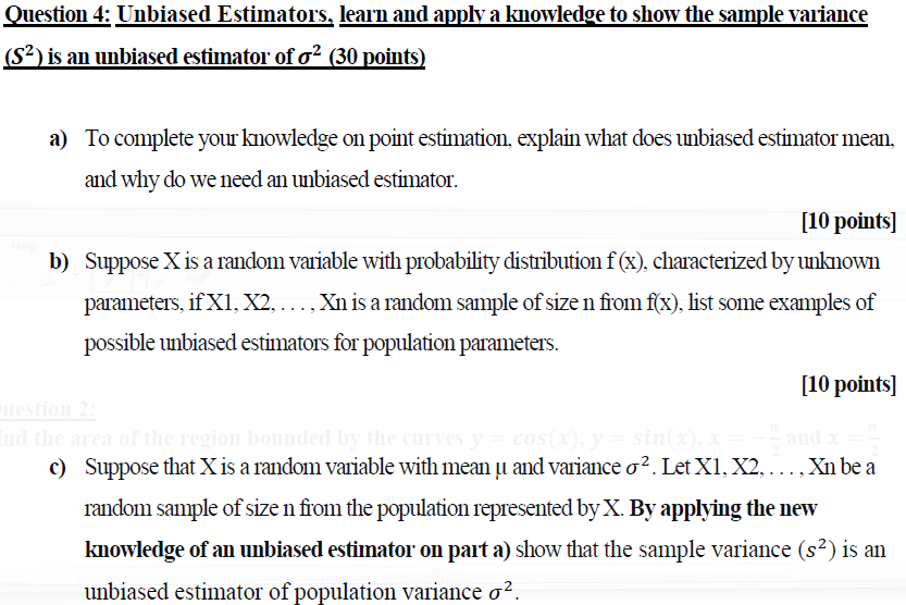 Solved Question 4: Unbiased Estimators, learn and apply a | Chegg.com