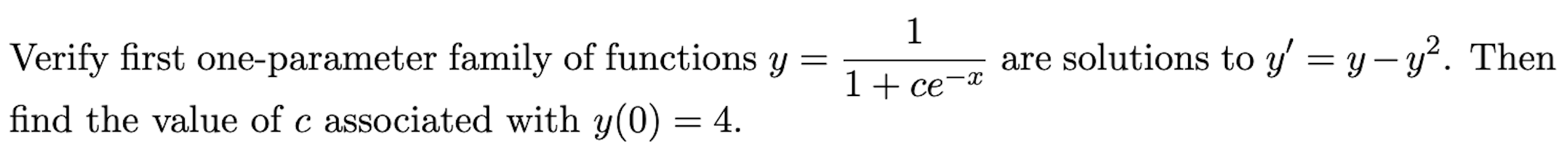 Solved Verify first one-parameter family of functions | Chegg.com