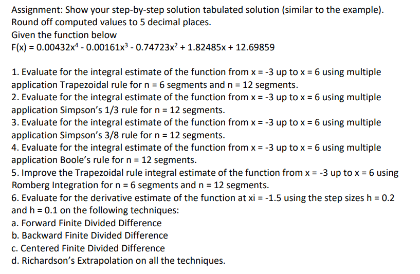 Assignment: Show your step-by-step solution tabulated | Chegg.com