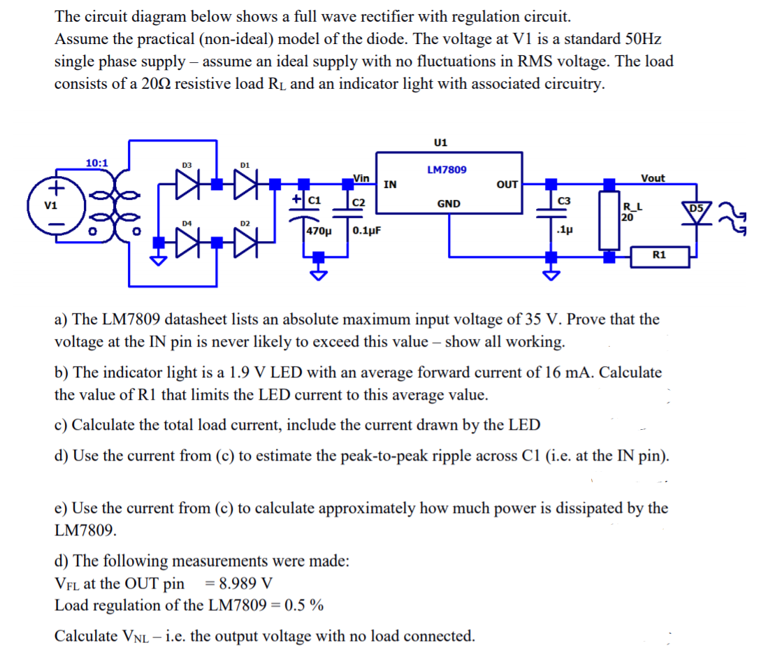 The circuit diagram below shows a full wave rectifier | Chegg.com