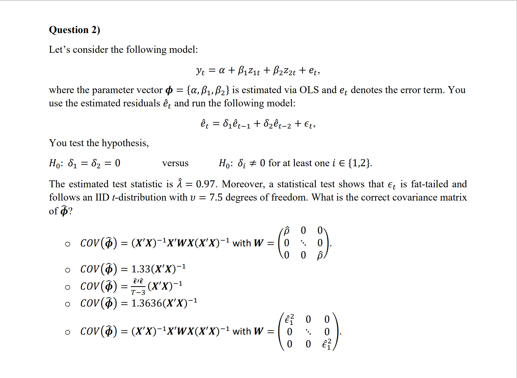 Solved Let's consider the following model: | Chegg.com