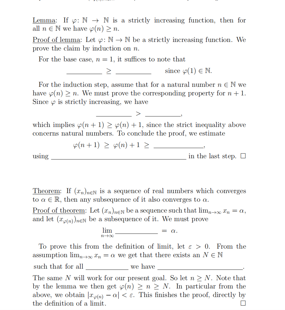 Solved Lemma: If \\\\phi :N->N is a strictly increasing | Chegg.com
