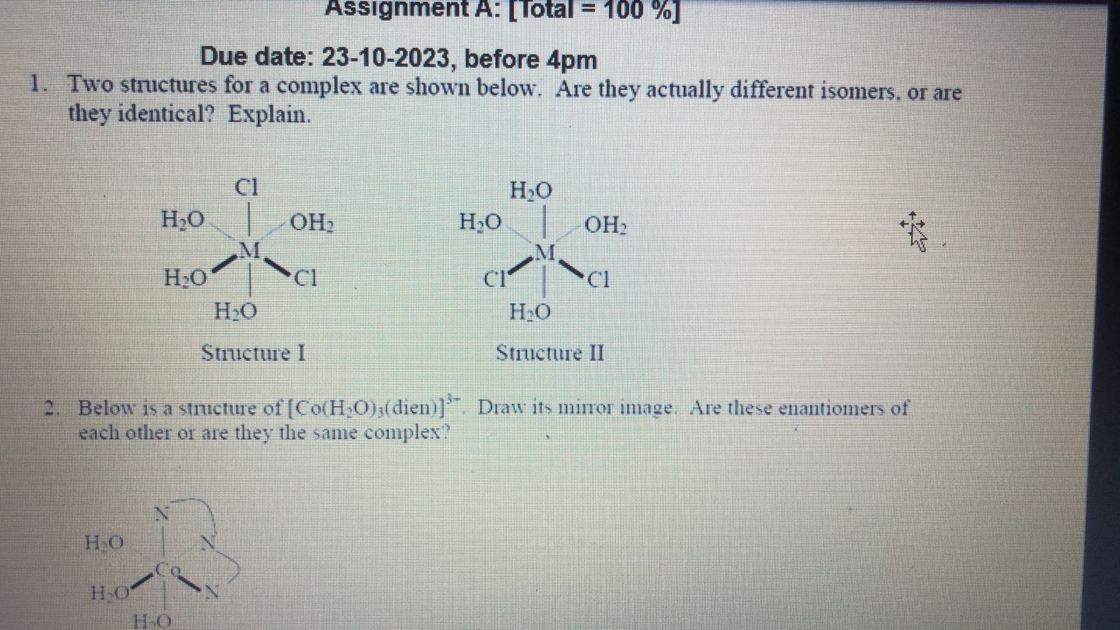 Solved Due date: 23−10−2023, before 4pm Two structures for a | Chegg.com