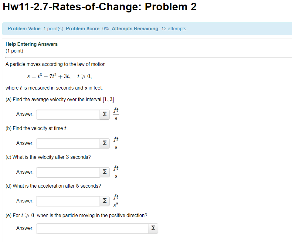 Solved Hw11-2.7-Rates-of-Change: Problem 2 Problem Value: 1 | Chegg.com