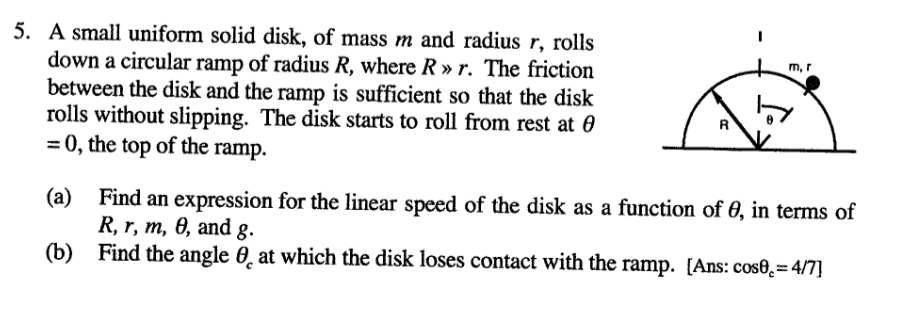 Solved m, 5. A small uniform solid disk, of mass m and | Chegg.com