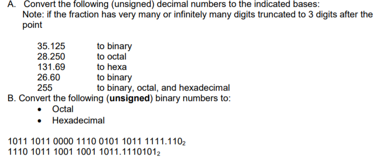 Solved A. Convert the following (unsigned) decimal numbers | Chegg.com