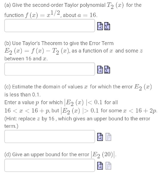 Solved (a) Give the second-order Taylor polynomial T2 (x) | Chegg.com