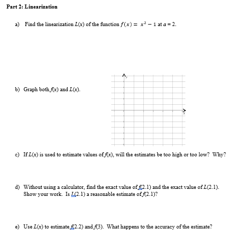 Solved Part 2: Linearization a) Find the linearization L(x) | Chegg.com