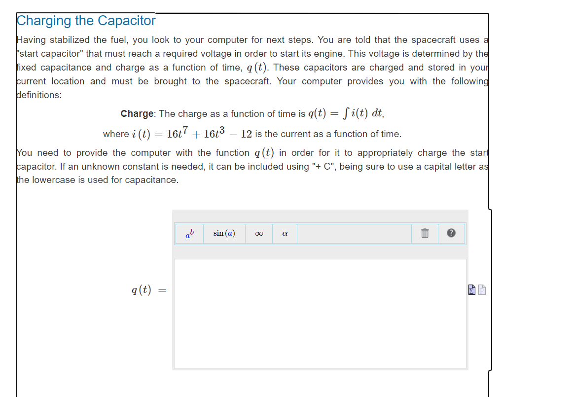 Solved Charging the Capacitor Having stabilized the fuel, | Chegg.com