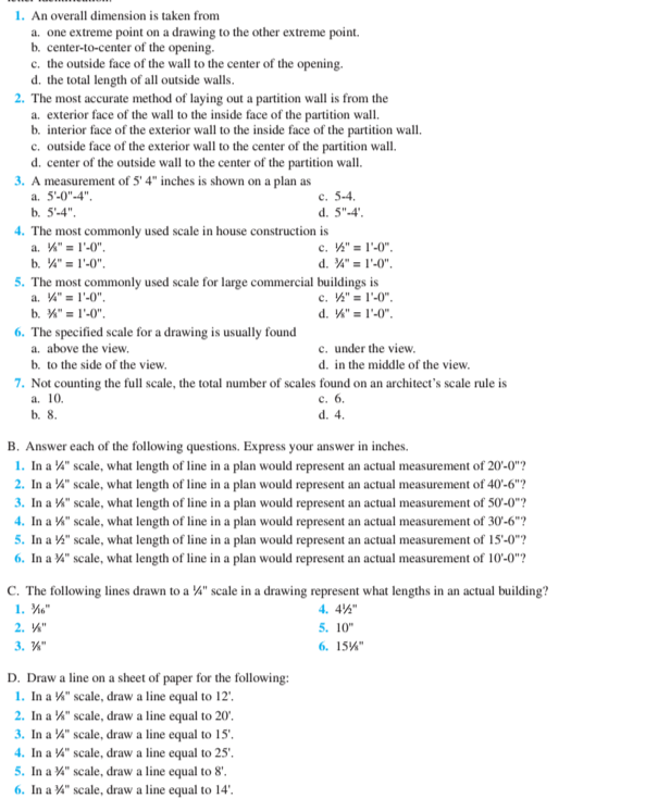 Solved 1. An overall dimension is taken from a. one extreme | Chegg.com