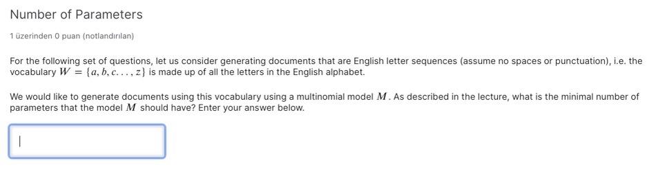 Solved Number of Parameters 1 üzerinden 0 puan | Chegg.com