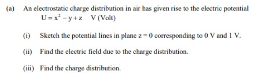 Solved (a) An electrostatic charge distribution in air has | Chegg.com