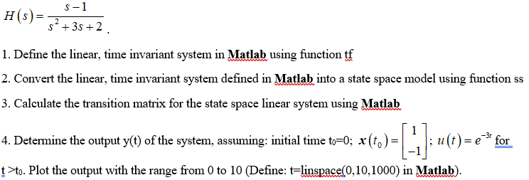 Solved S-1 H(S)= $? +35+2 1. Define the linear, time | Chegg.com