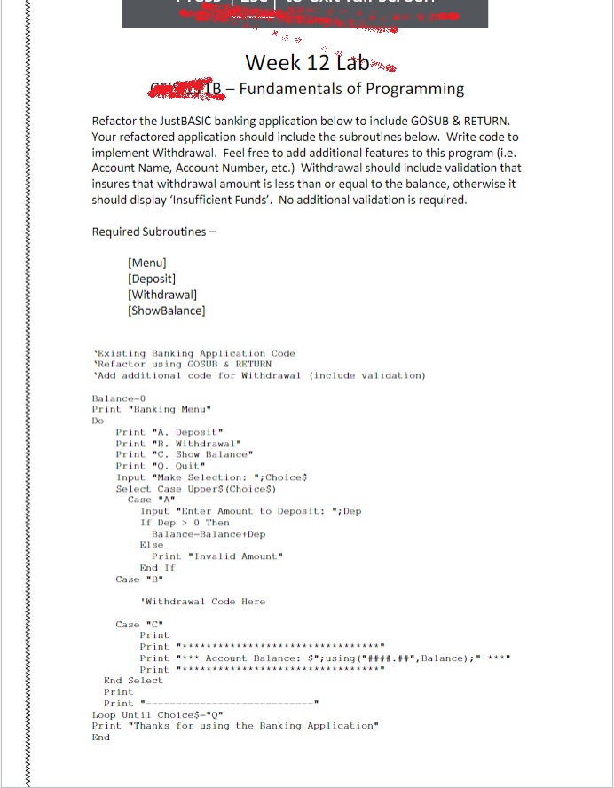 Solved Week 12 Labib B. - Fundamentals of Programming | Chegg.com
