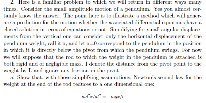 Solved 2. Here is a familiar problem to which we will return | Chegg.com