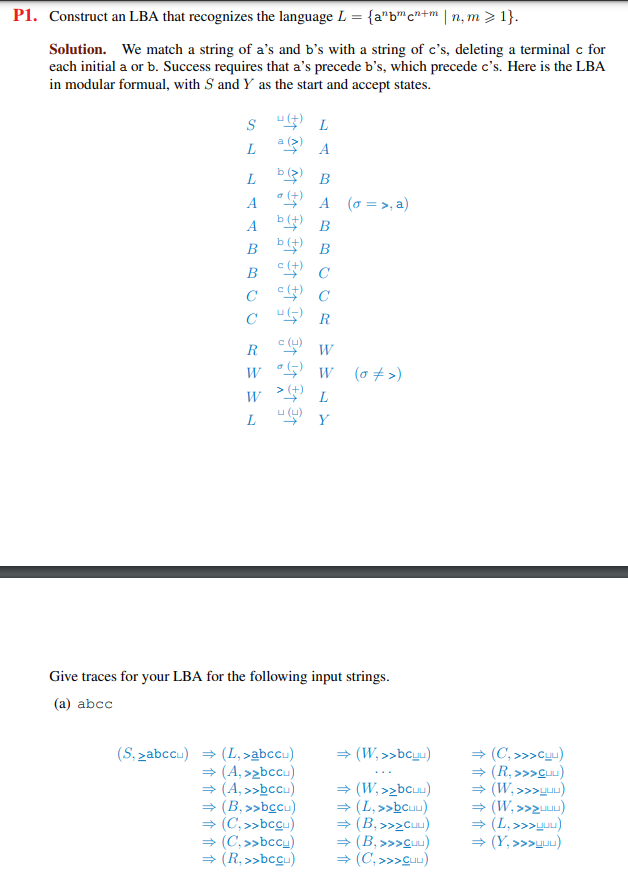 (a) Construct an LBA recognizing L = {w · WR | W E | Chegg.com