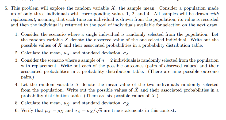 Solved 5. This problem will explore the random variable X, | Chegg.com