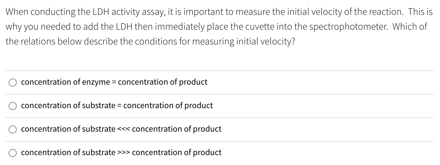 Solved When conducting the LDH activity assay, it is | Chegg.com