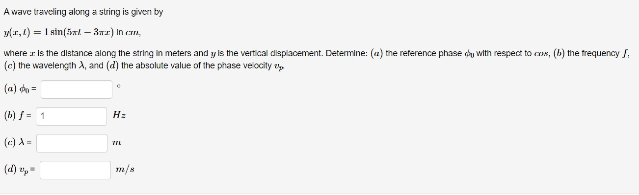 Solved A wave traveling along a string is given by | Chegg.com