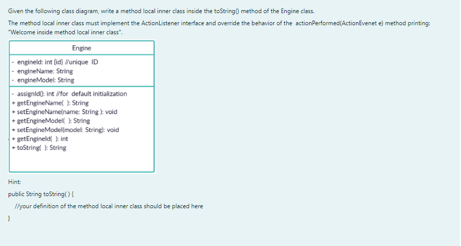 Solved Given the following class diagram, write a method | Chegg.com