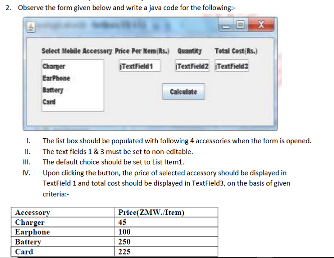 Solved 2. Observe the form given below and write a java code | Chegg.com