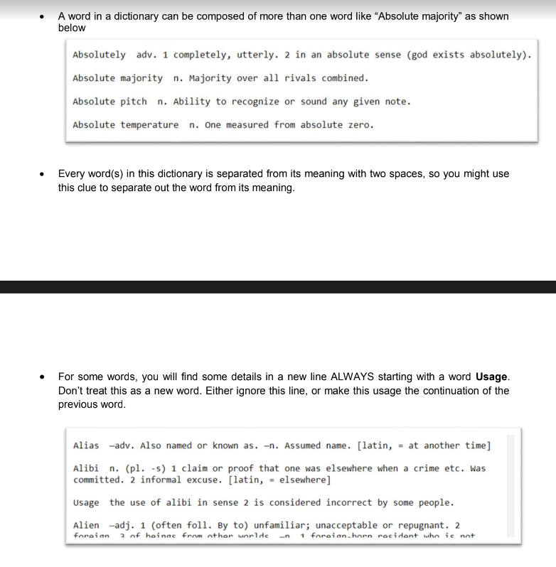Solved Word suggestion and Meaning Implement Tries for | Chegg.com
