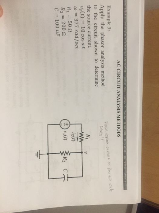 Solved AC CIRCUIT ANALYSIS METHODS Example 3: Apply the | Chegg.com