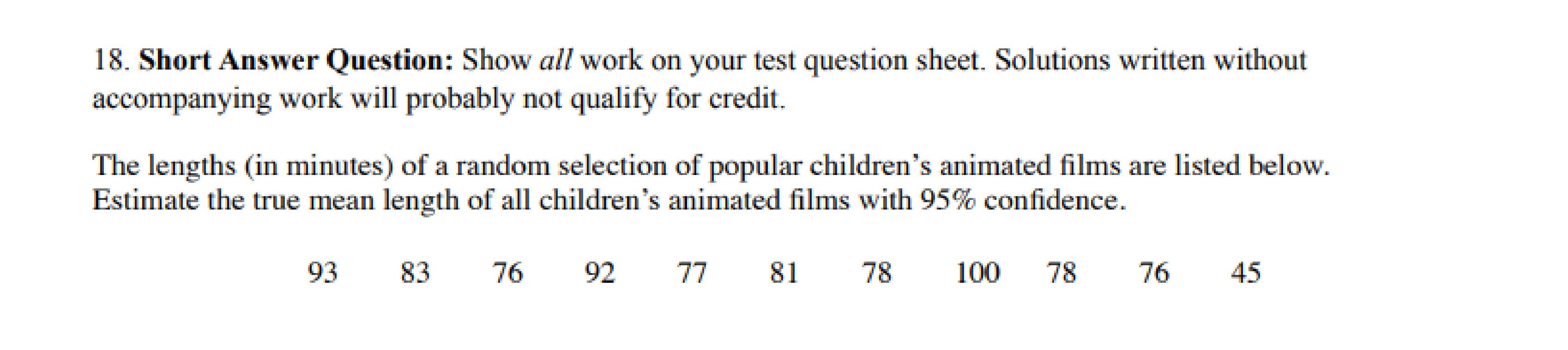 Solved A. Calculate the sample average B. Calculate S C. | Chegg.com