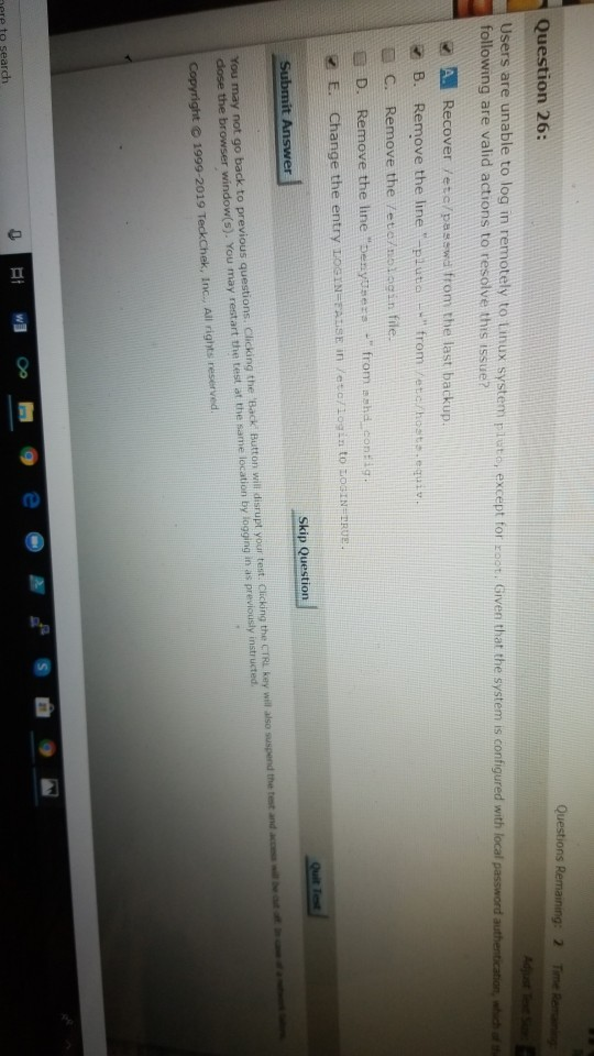 Solved Question 18: Questions Remaining: 10 Time Which of | Chegg.com