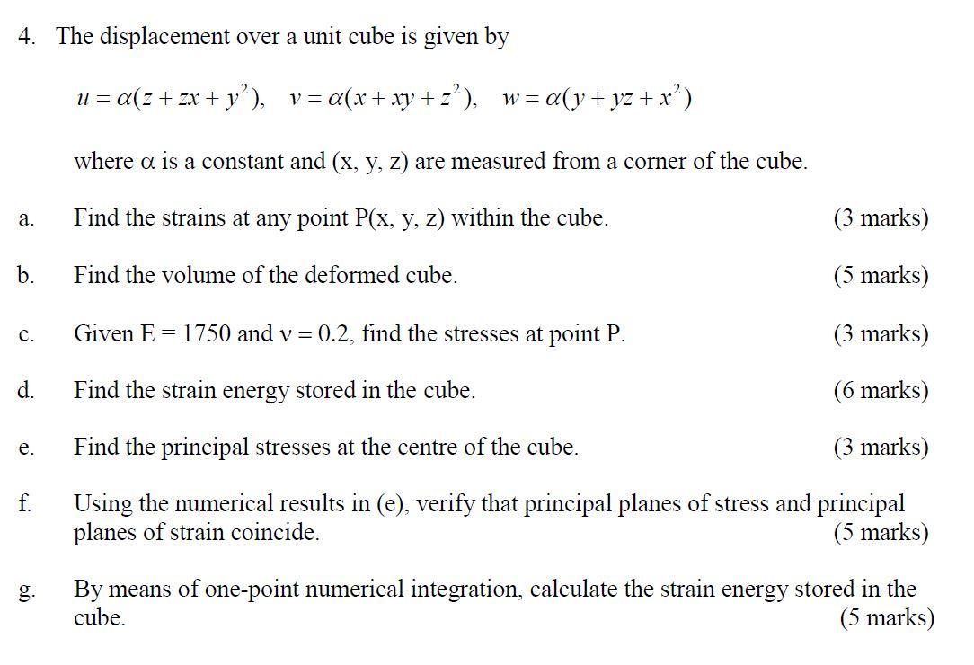 Solved 4. The displacement over a unit cube is given by | Chegg.com