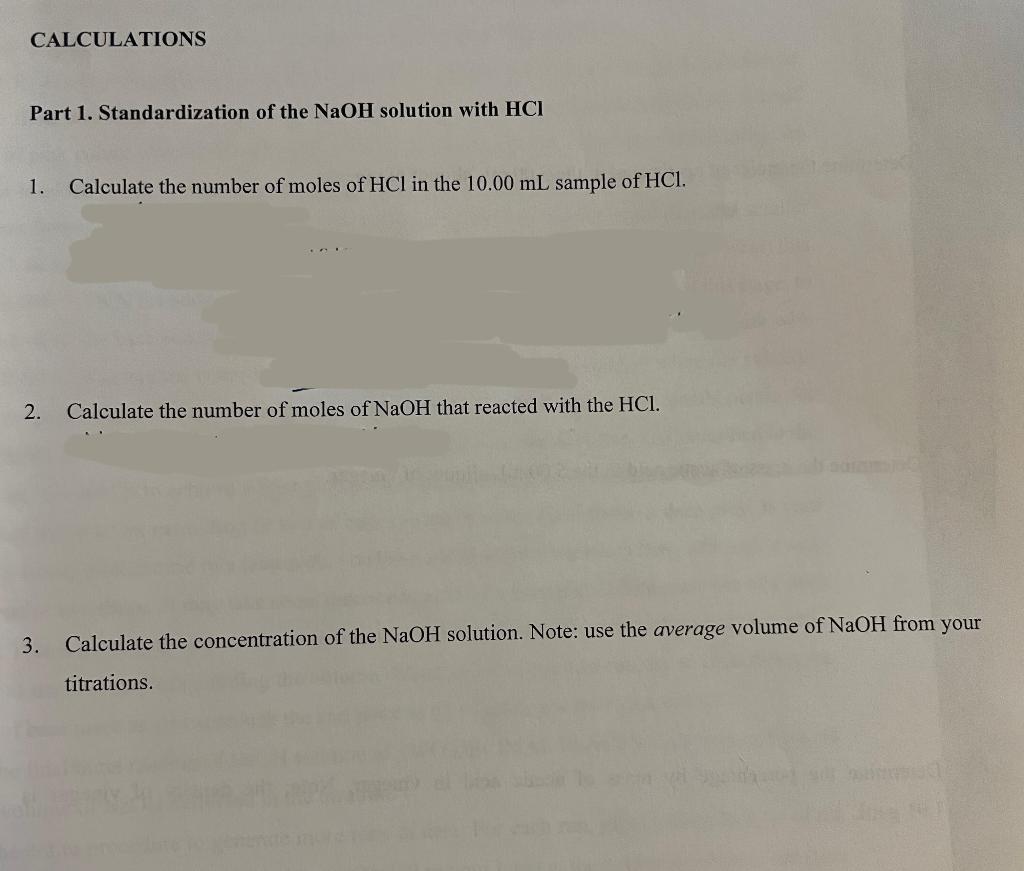 Solved DATA AND MINOR CALCULATIONS Molarity of the | Chegg.com
