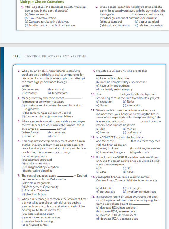 Solved Multiple-Choice Questions 1. After objectives and | Chegg.com