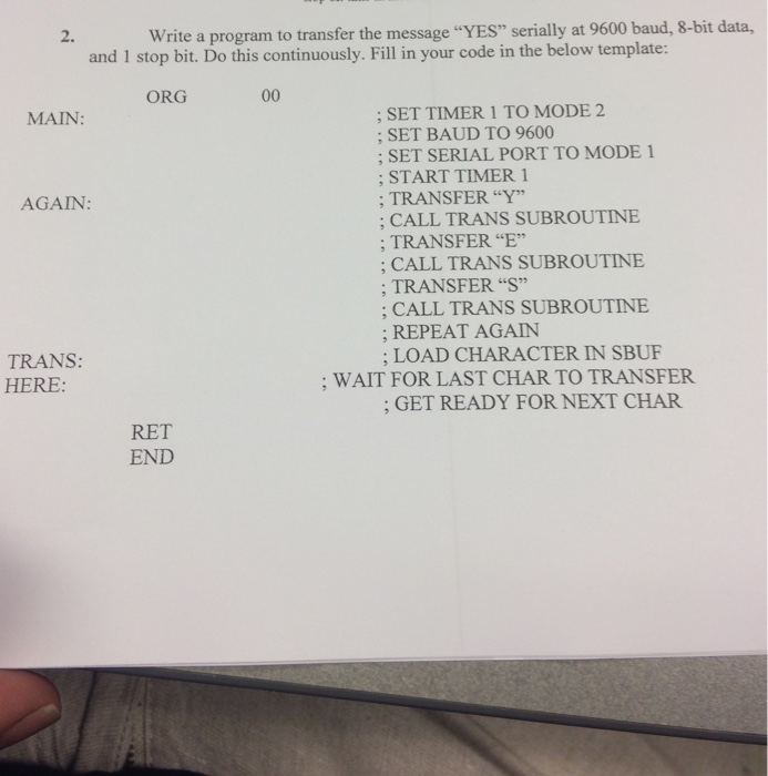 Solved Write a program to transfer the message "YES" | Chegg.com