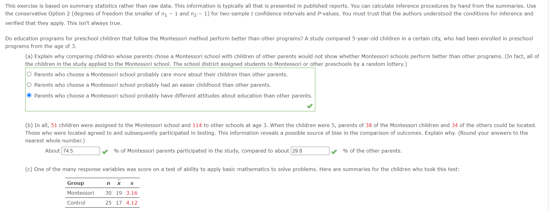 Solved This exercise is based on summary statistics rather | Chegg.com