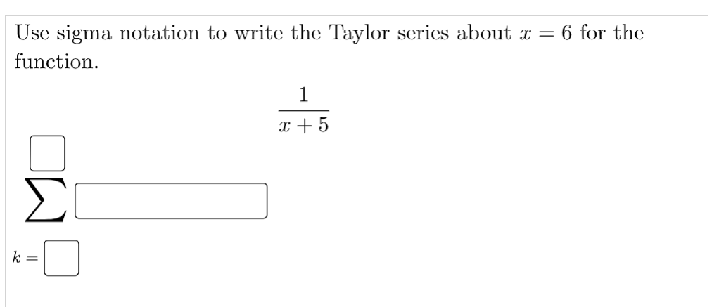 Solved Use sigma notation to write the Taylor series about | Chegg.com