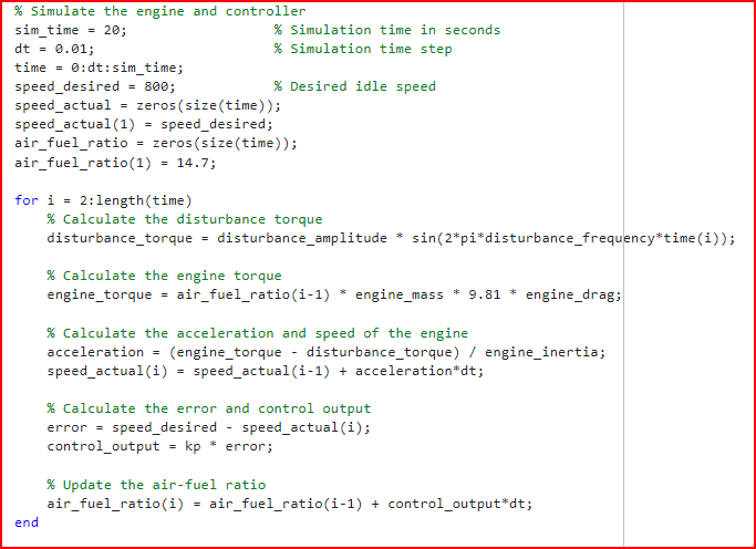 Solved \% Simulate the engine and controller sim_time =20; | Chegg.com