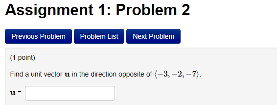 Solved Assignment 1: Problem 2 Previous Problem Problem | Chegg.com