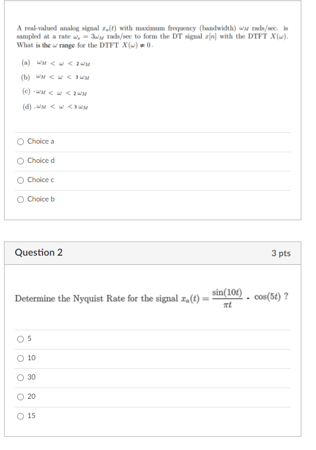 Solved A real-valued analog signal xa(t) with maximum | Chegg.com