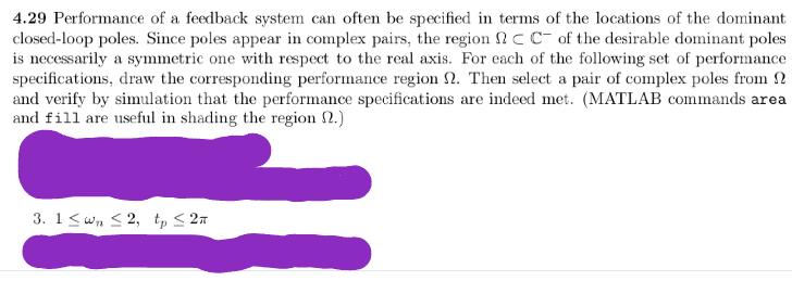 Solved 4.29 Performance of a feedback system can often be | Chegg.com