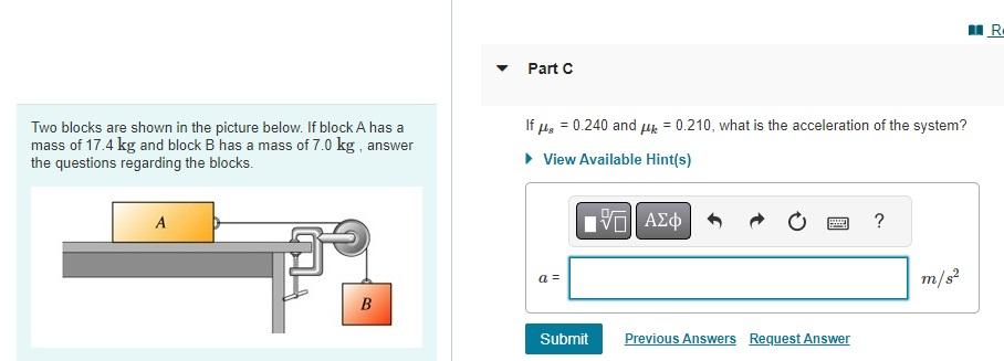 Solved Two blocks are shown in the picture below. If block A | Chegg.com